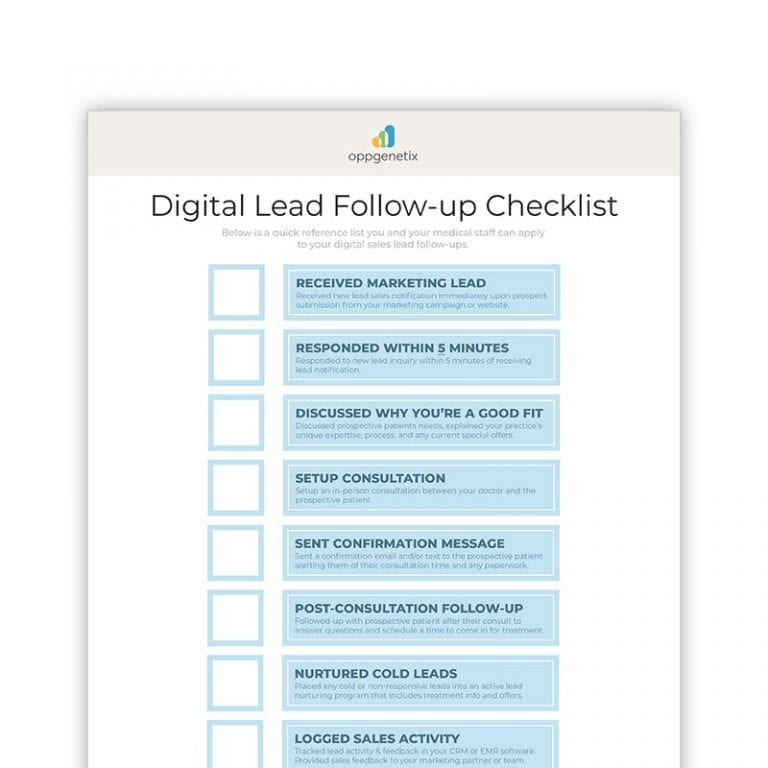 Digital Lead Sales Follow-up Checklist for Medical Practices | OppGen